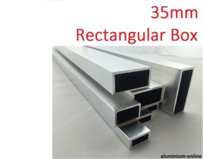 ALUMINIUM RECTANGULAR BOX SECTION 35mm, lengths 100mm - 2500mm/2.5m ...