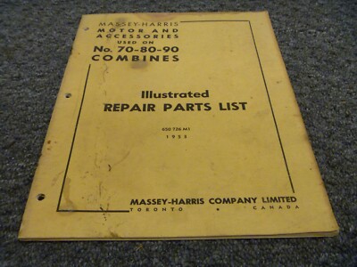 Massey Harris 70 80 90 Combine Motor & Accessories Parts Catalog Manual ...