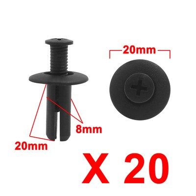 20pcs 8mm x 20mm x 20mm Plastic Rivets Fastener Clips Black for Car ...