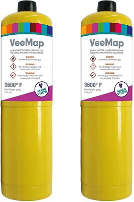 2x Yellow MAPP /MAP+ Pro Gas Cylinder 400g Disposable Bottle Fast ...
