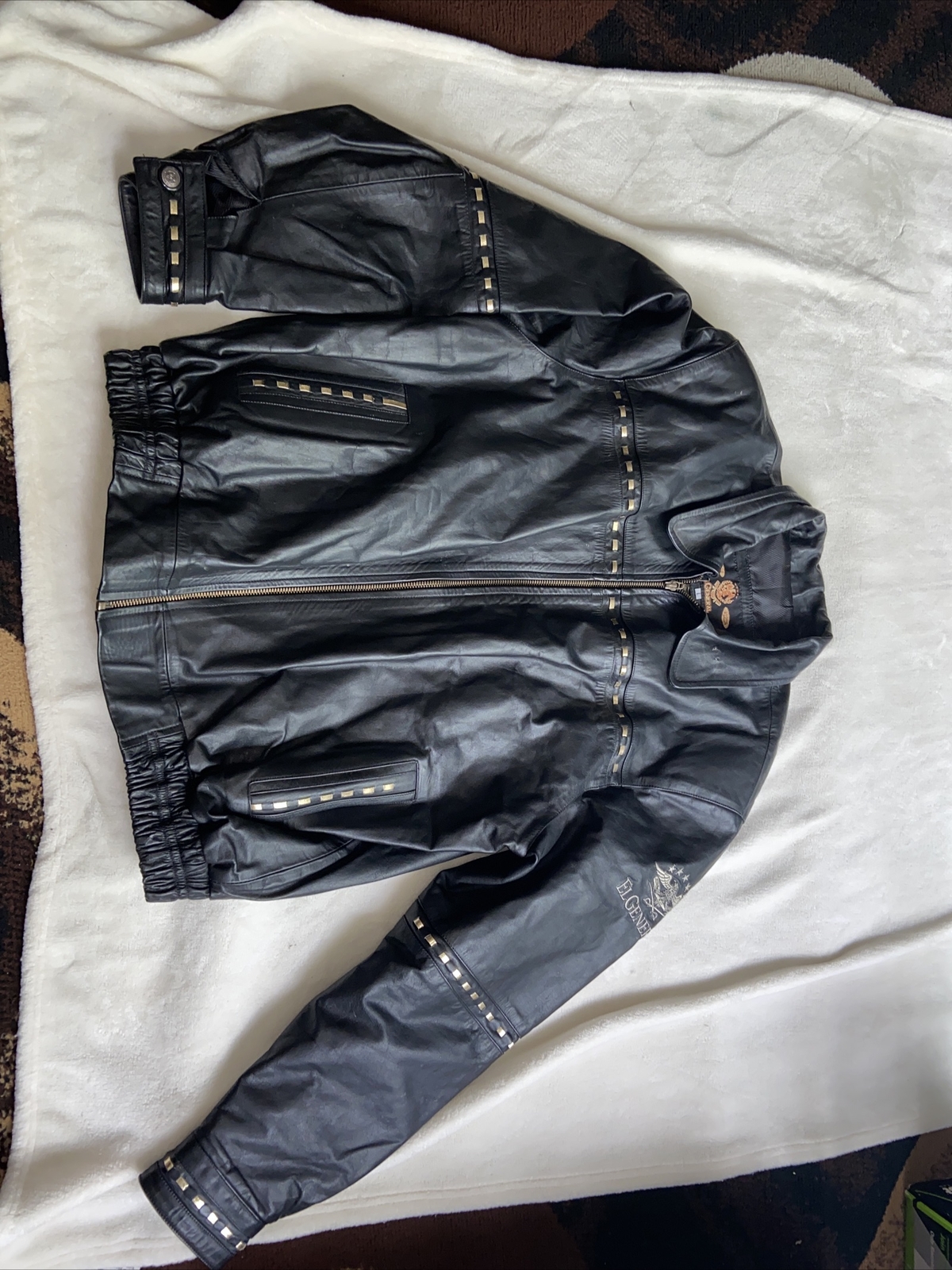el general leather jacket Sz L #4001A - Gem