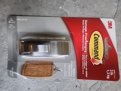 1 Command Medium Brushed Nickel Metal Hook 3 lb Capacity Brand New | eBay