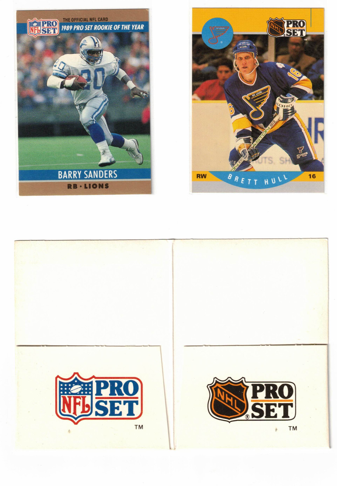 1990 Barry Sanders Rookie Of The Year And Brett Hull Pro set Football ...