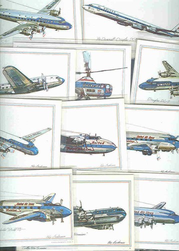 pc2681 postcard Roy Anderson colorful airplane sketches NINETEEN ...