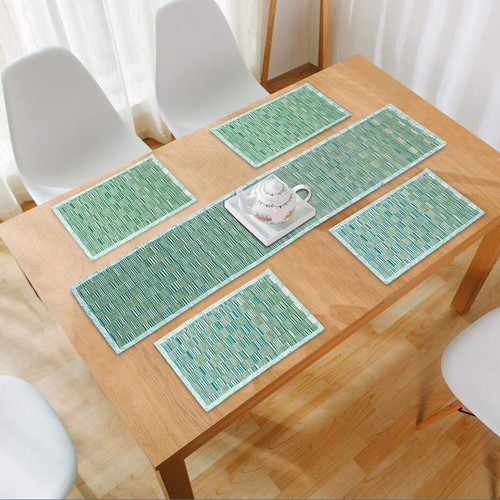 Handmade River Grass Table Runner with 4 Dining Table Mats, Ocean Blue ...