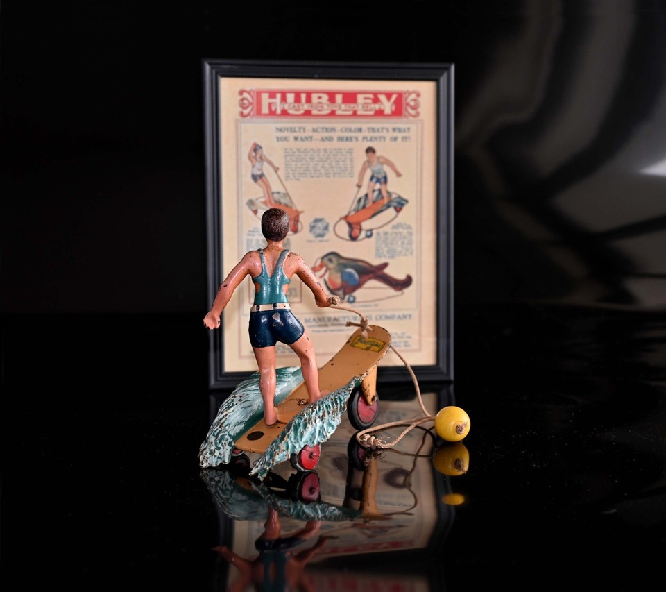 Scarce 1930 Hubley Beach Patrol Surfer Boy Cast Iron Toy ~ Fantastic ...