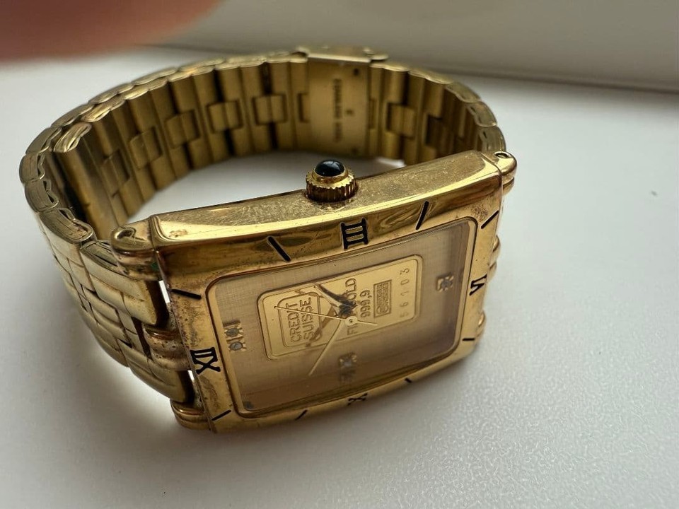 Elgin Credit Suisse Gold Ingot Quartz Watch 1g 9999 Fine Used | eBay
