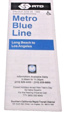 LOS ANGELES METRO BLUE LINE TIMETABLE LONG BEACH TO LOS ANGELES | eBay