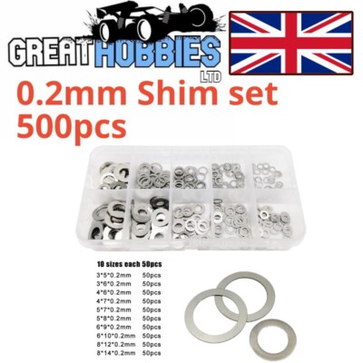 RC Car 0.2mm Flat Washers, Spacer Shim Set, 500pcs, Stainless steel ...