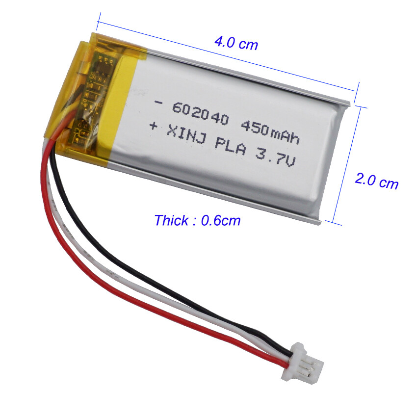 3.7v 450mah 1.665Wh Replacement Li-polymer Li Battery 602040 JST-SH ...