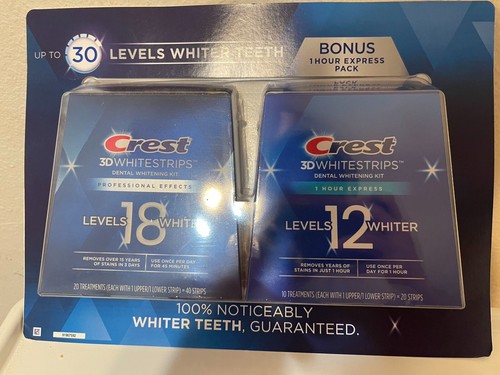 Crest 3D White Strips 60 strips - 2 boxes: levels 18 (40) and level 12 ...