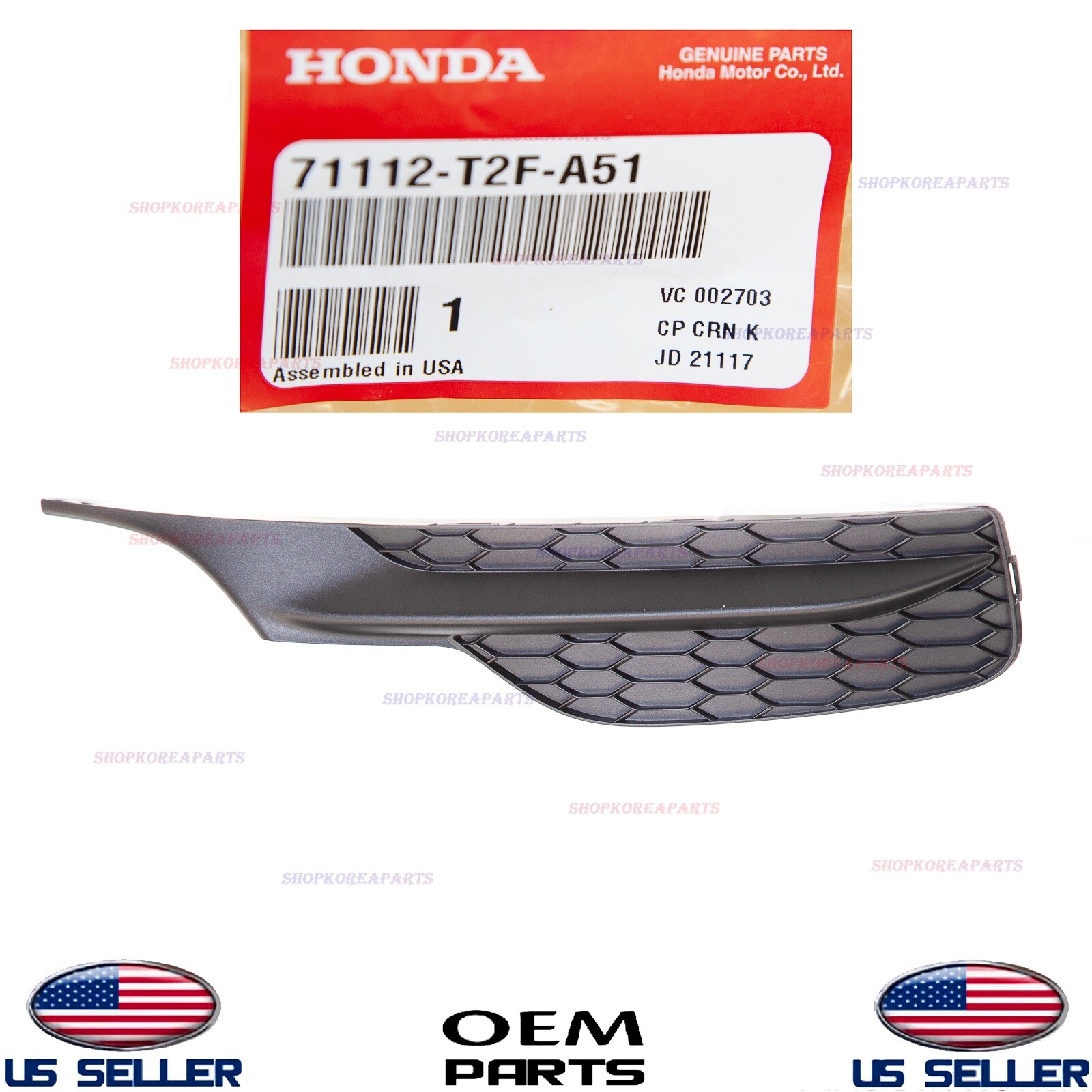 Genuine Honda Left Front Right Foglight Cover 71112T2FA51 OEM for sale ...