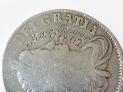 1662 Charles II Crown Engraved MARY BOWER 1802 Love Token Momento Mori ...