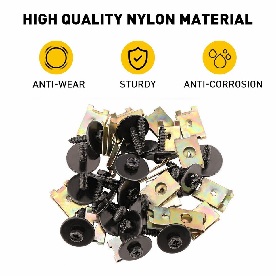 40X Metal Car Screw Body Fender Bumper Retainer U Nut Clips Gasket ...