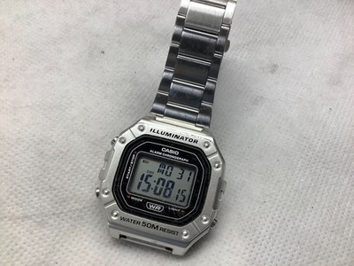 Casio W-218H Mens Silver Stainless Steel Digital Gray Dial Wrist Watch ...