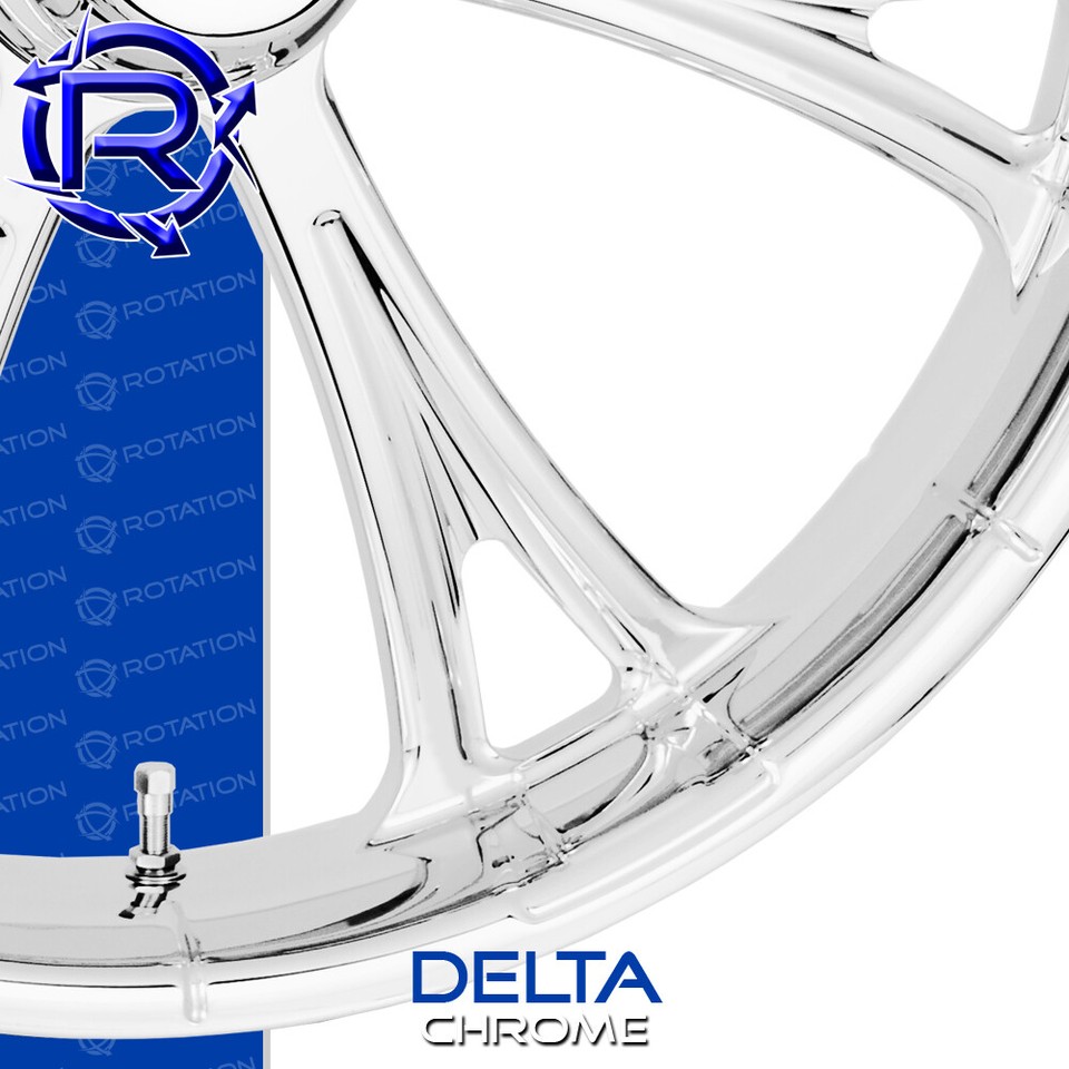 Rotation Delta Chrome Custom Motorcycle Wheel Front Package Harley ...