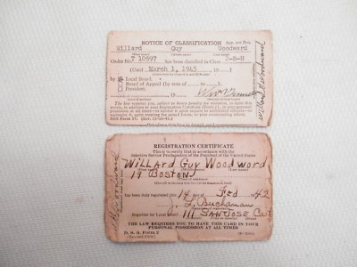 WWII Selective Service Registration Certificate & Notice of ...