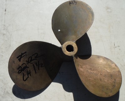 22 X 22 BRONZE 3 Blade Left Hand Propeller 1-1/2” Bore Prop Wheel 22x22 ...