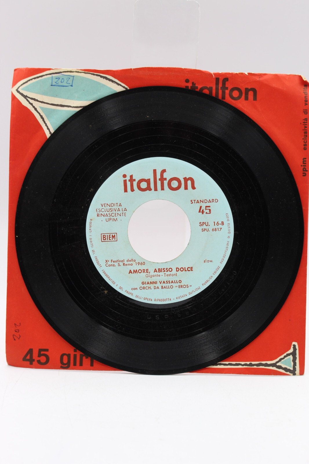 disco 45 giri gianni vassallo amore abisso dolce libero gino rotigliano ...