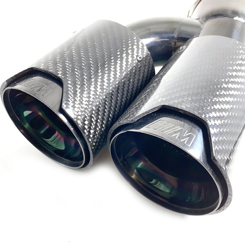1 Pair Dual Exhaust Tip Carbon Fiber M Tailpipe For BMW 525i 528i 530i ...