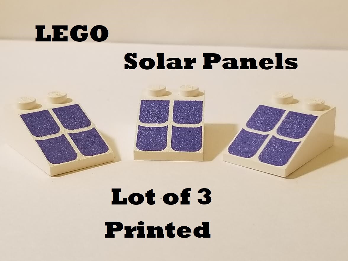 LEGO Solar Panels Lot of 3 RETIRED 1995 Roof Tiles PRINTED 3x2 Shingles ...