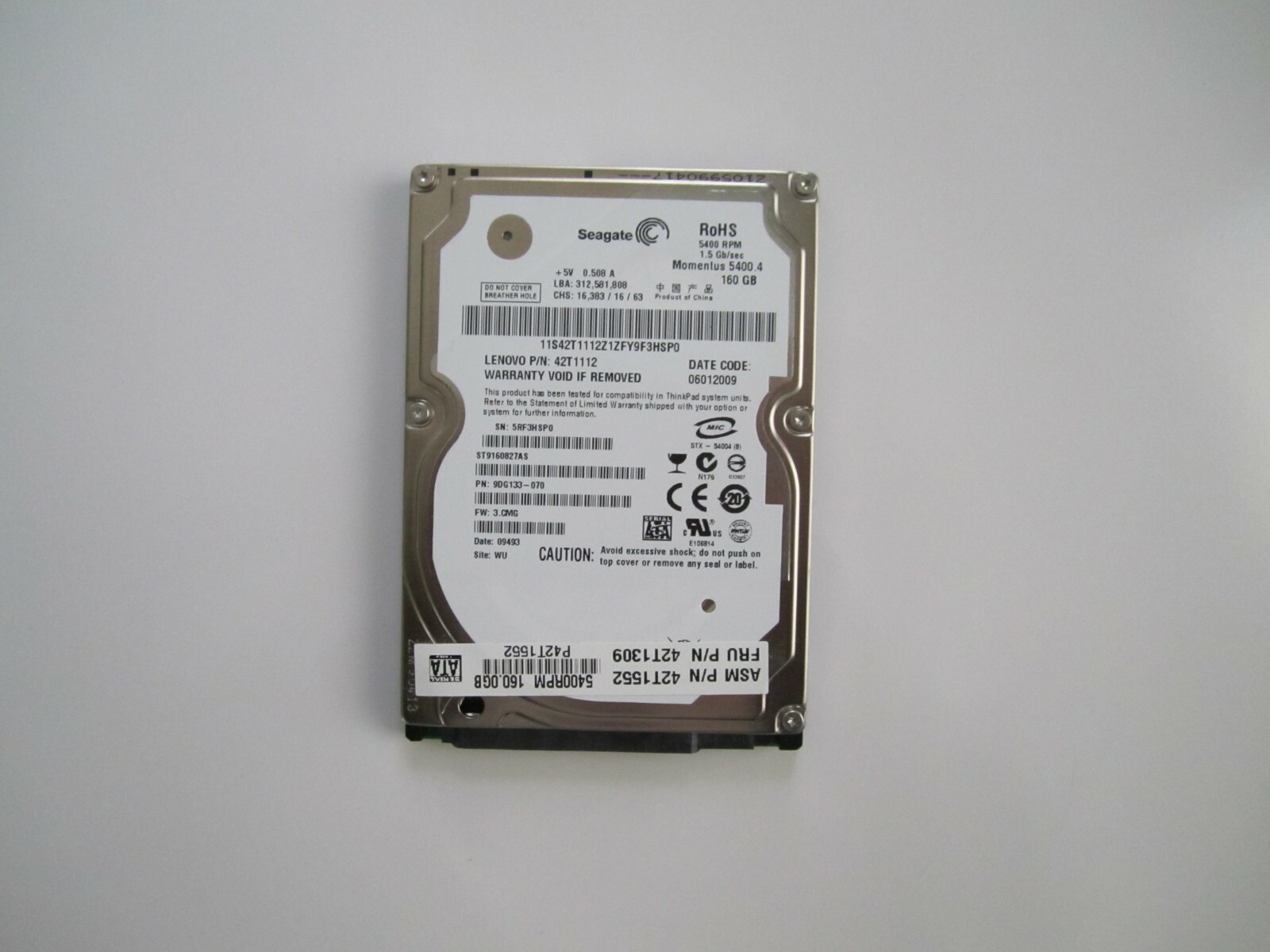 Dell laptop hard drive -see picture listing below -160GB windows 10 Pro ...