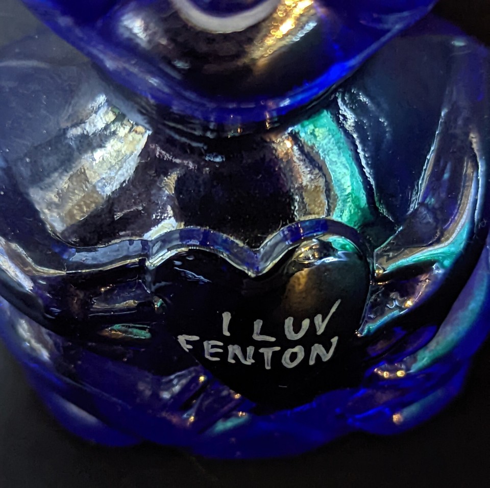 Fenton Art Glass Luv Bug Cobalt Blue I Luv Fenton FGS 2005 handpainted ...