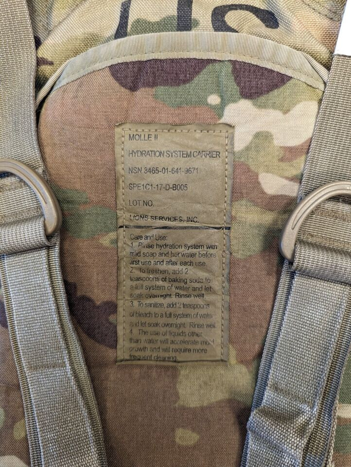USGI OCP Multicam Molle II 3L/100oz Hydration System Carrier Pack w ...
