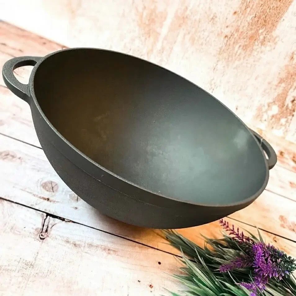 8 L Cast Iron Cauldron for Camp Fire WOK Deep Pan Kazan Lagman Казан ...