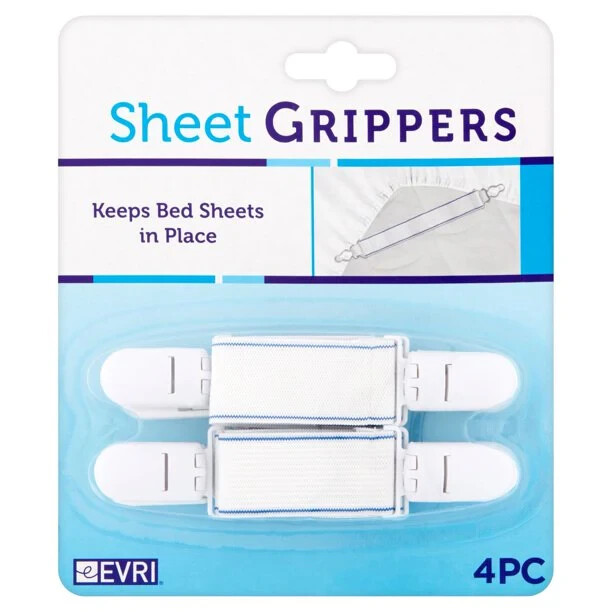 EVRI Sheet Grippers 4pc White Elastic Corner Straps Secure Bedding | eBay