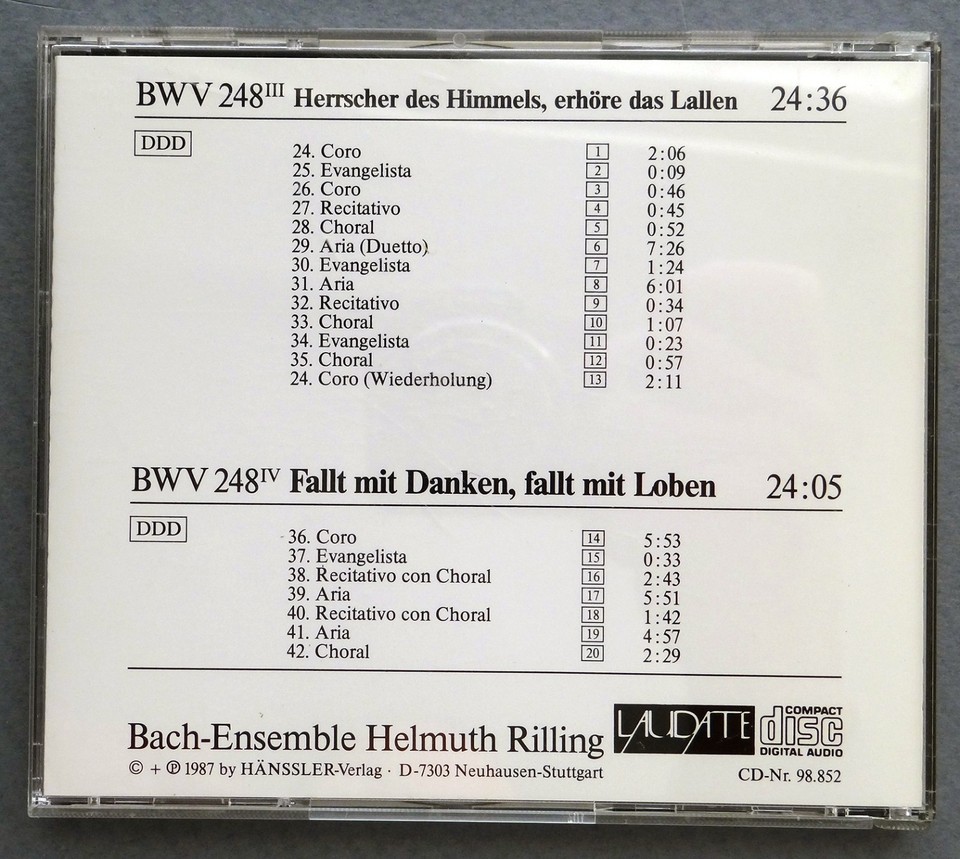 Bach: Christmas & Easter Oratoria - Bach-Ensemble, Helmuth Rilling, 4 ...