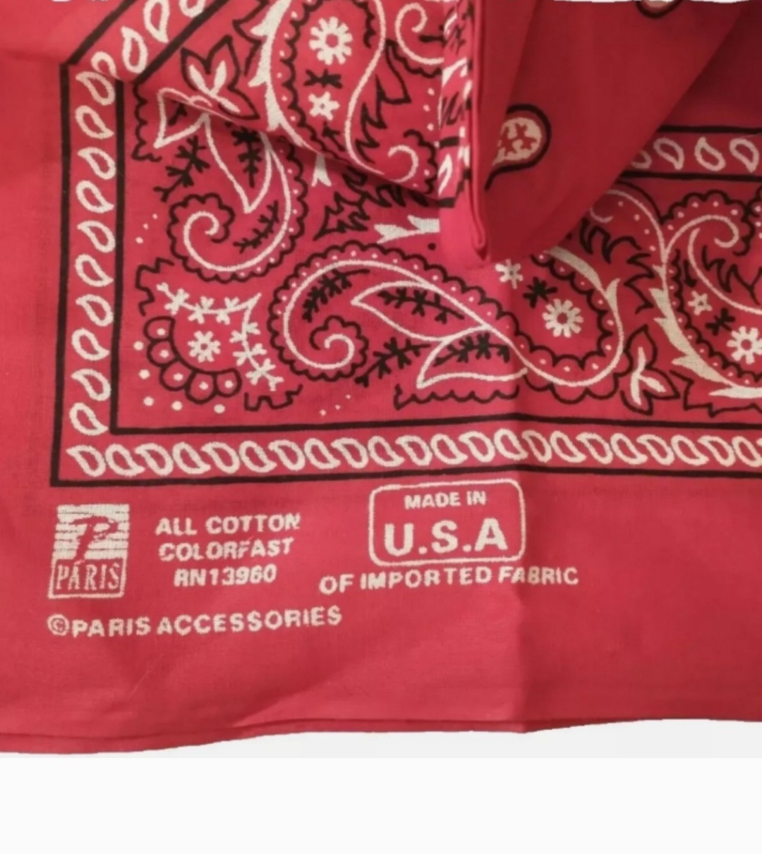 2~Vintage Red Bandana Paisley & Floral Scarf All Cott… - Gem