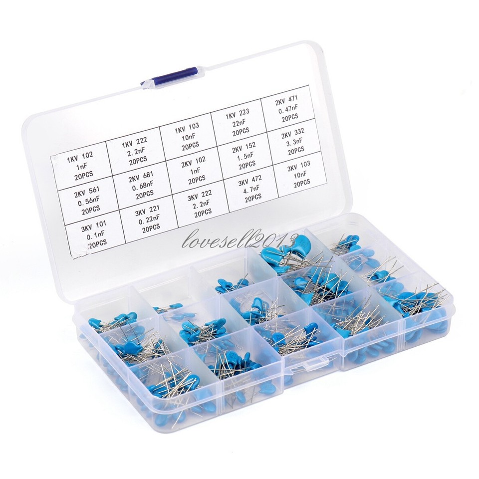 300pcs 15 value High Voltage Ceramic capacitors Assortment assorted Kit ...