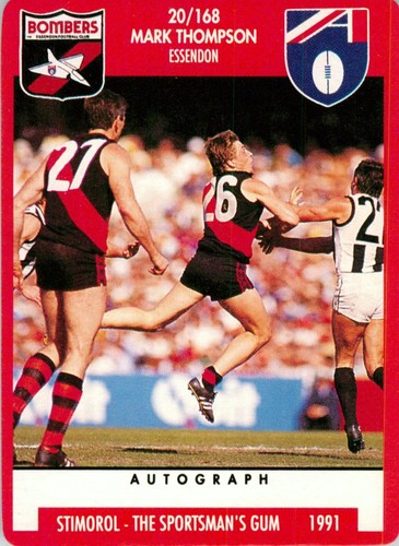 1991 ESSENDON BOMBERS AFL Card MARK THOMPSON Scanlens | eBay Australia