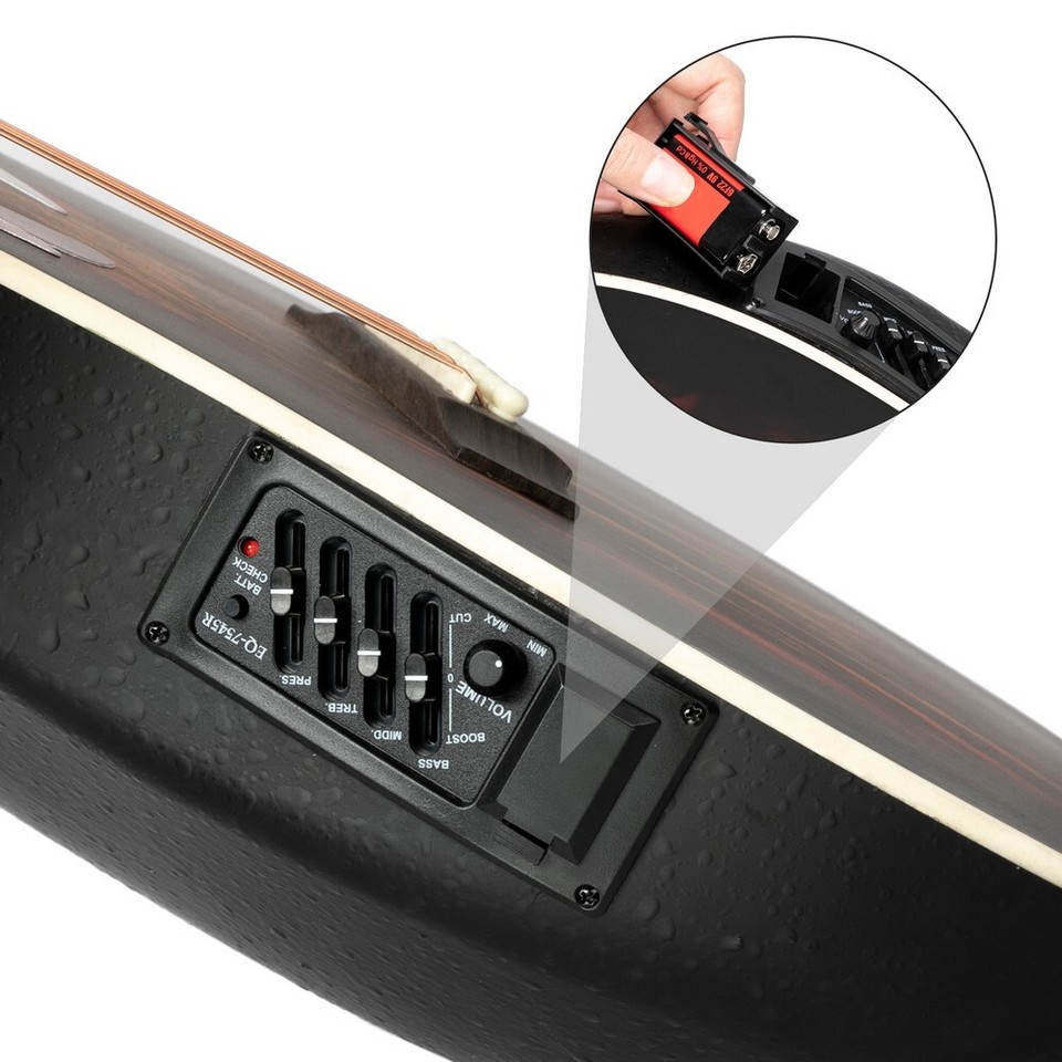 🎸FREE SHIPPING🎸O Style Acoustic-Electric Guitar +Case/Bag +Strap +Cable ...