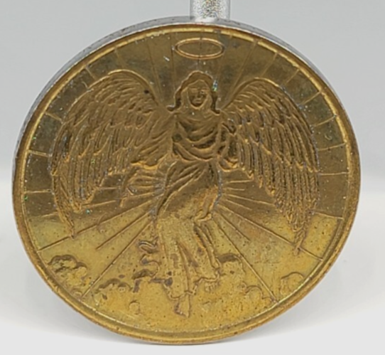 Guardian Angel Token Coin Medal Gold Tone Metal Halo Wings Christianity ...