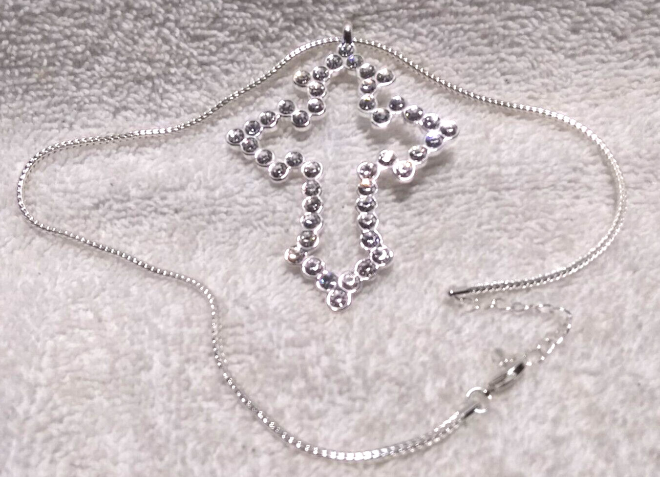 Large Silver Rhinestone Filled Open Cross Pendant Sil… - Gem