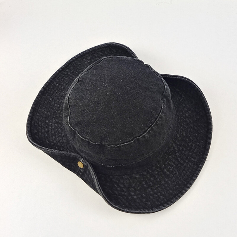 Men retro Wide Brim Western Cowboy Denim Hat Fishing Hiking Sun Denim ...