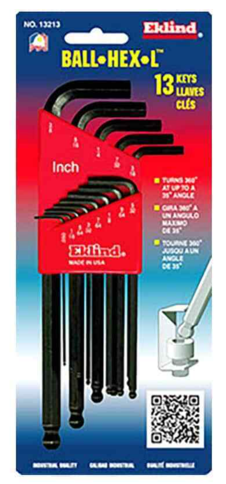 Eklind 13213 13pc SAE Ball-End Hex Key Set, Industrial Quality Alloy ...