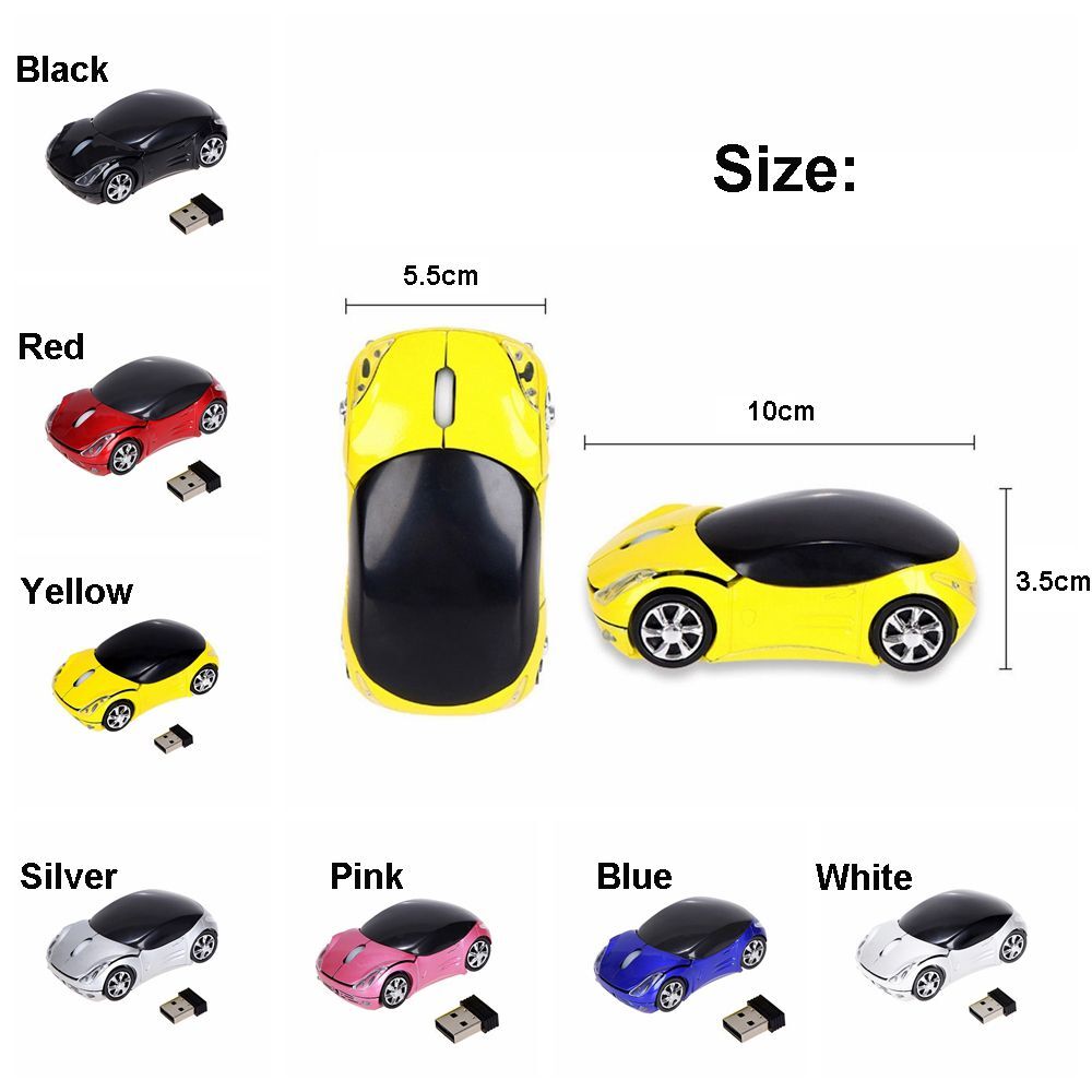 USB Receiver Gaming Wireless Mouse 2.4GHz 3D Car Shape Mice For PC ...