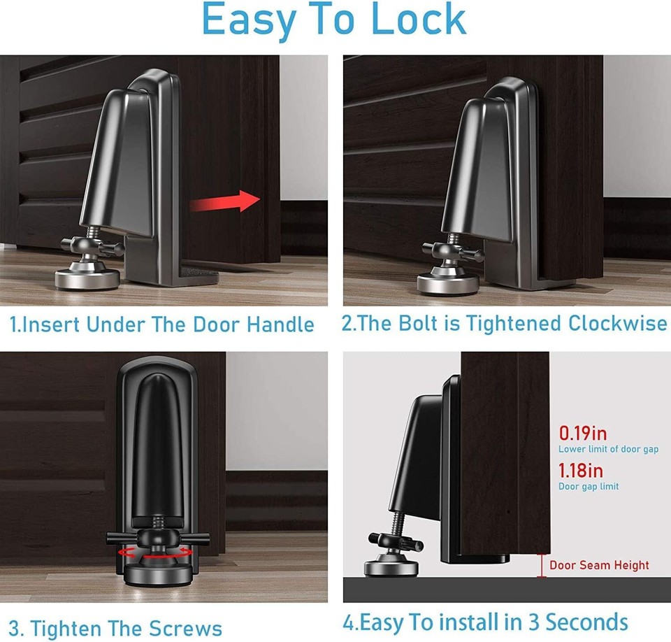 Door Jammer Door Stopper, Portable Door Security Lock For Travel ...