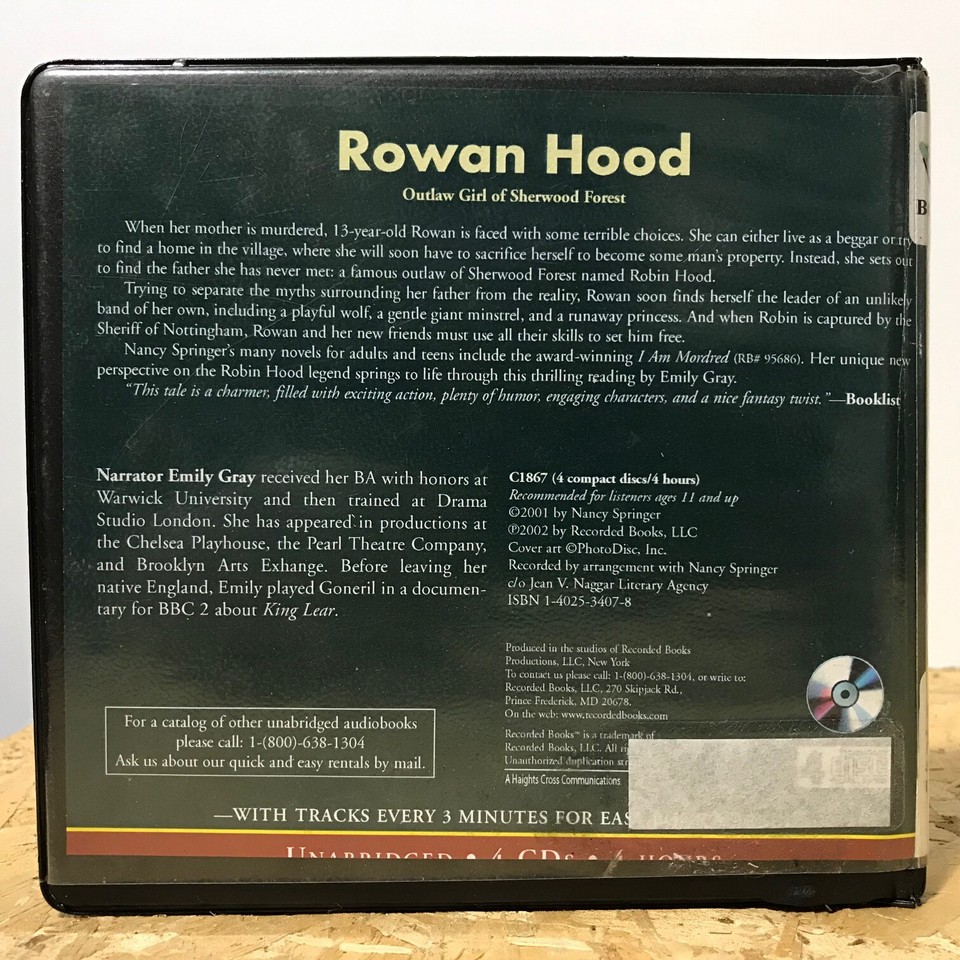 Rowan Hood by Nancy Springer Ex Library 4 CD Unabridged Audiobook Free ...