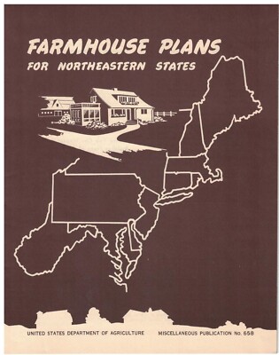 Vintage 1948 Farmhouses Plan For Northeastern States USDA Publication ...