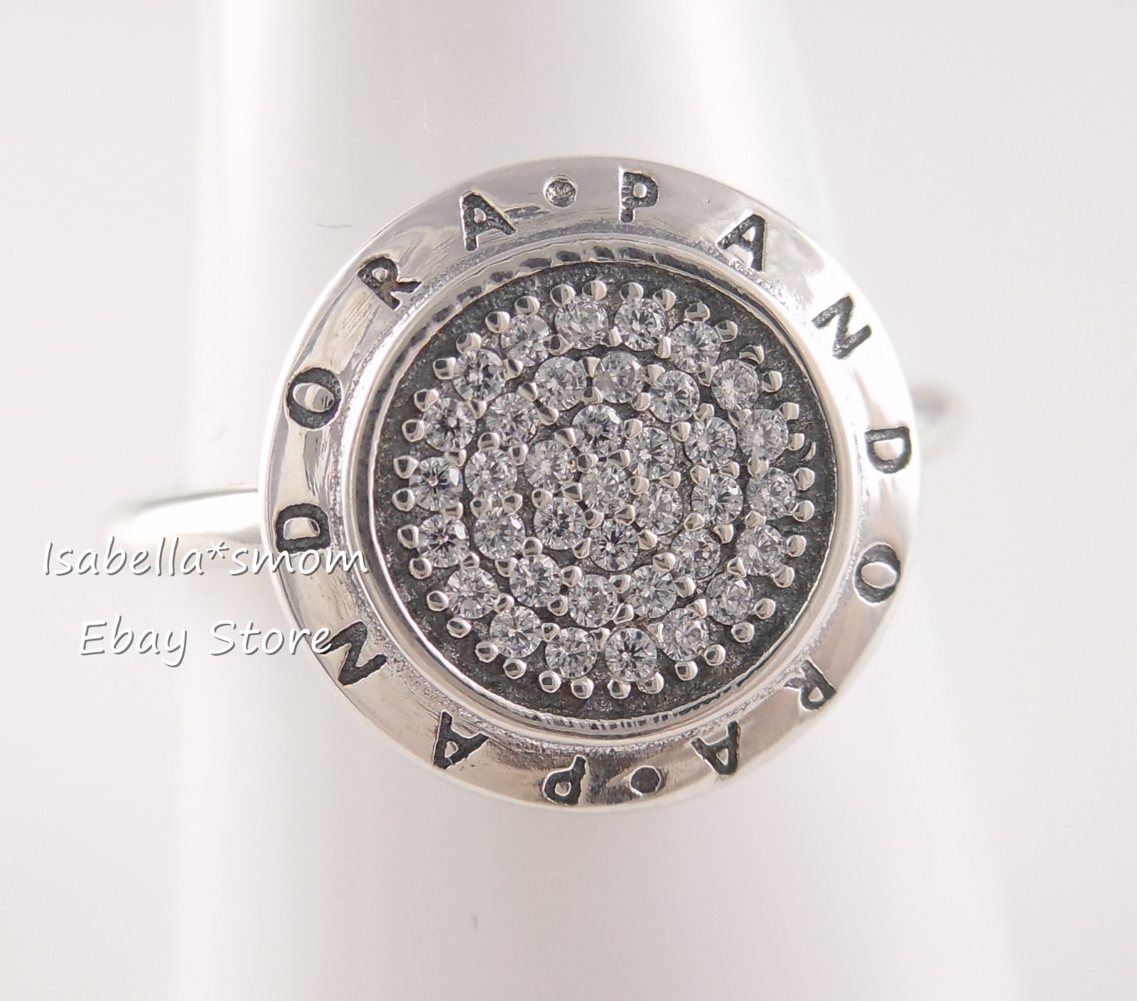 Authentic PANDORA SIGNATURE Pave/Silver LOGO Ring 190912CZ Pick Sz ...