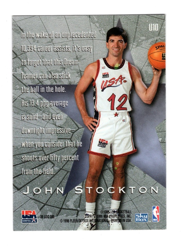 1996-97 SKYBOX USA BASKETBALL JOHN STOCKTON CARD #U10 **NM-MT** JAZZ | eBay