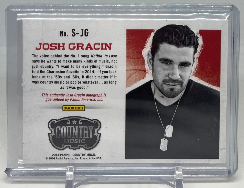 JOSH GRACIN 2014 Panini Country Authentic Signature 17/25 #S-JG | eBay