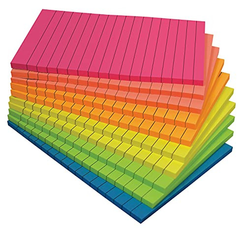 Lined Sticky Notes, 4 x 6, 10 Pack, 500 Sheets (50/Pad), Self Stick ...