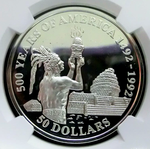 NGC PF67 Ultra Cameo-Cook Islands 1991 Maya Priest Silver $50 Super GEM ...