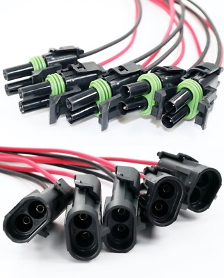 Delphi Packard (2-Pin) Pigtail kit, Assembled 8" Wire, 16 GA (5 ...