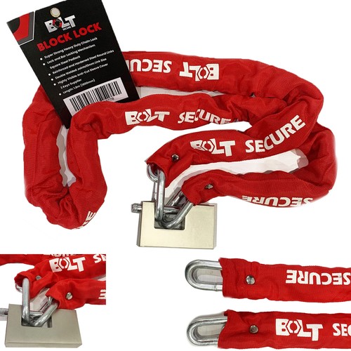 HEAVY DUTY STRONG MOTORCYCLE MOTORBIKE SECURITY 1.8M BOLT BIKE CHAIN ...